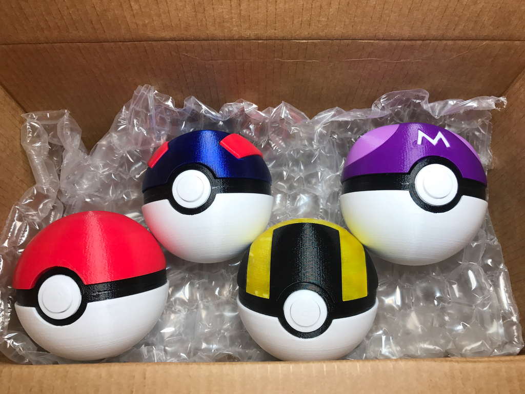 3D print Pokeball (with button-release lid)・Cults