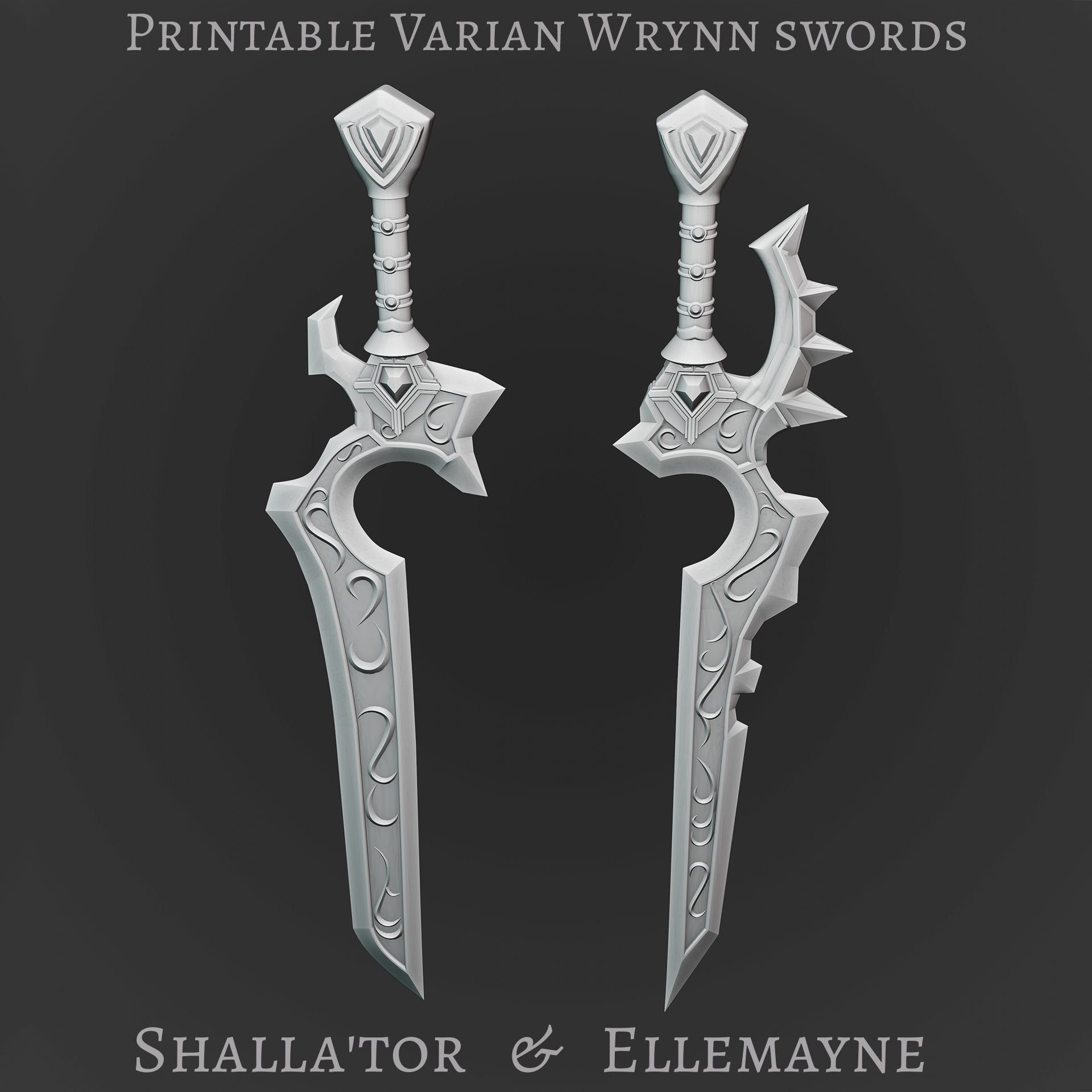 3D file Varian Wrynn's swords Shalla'tor and Ellemayne twin blades ...