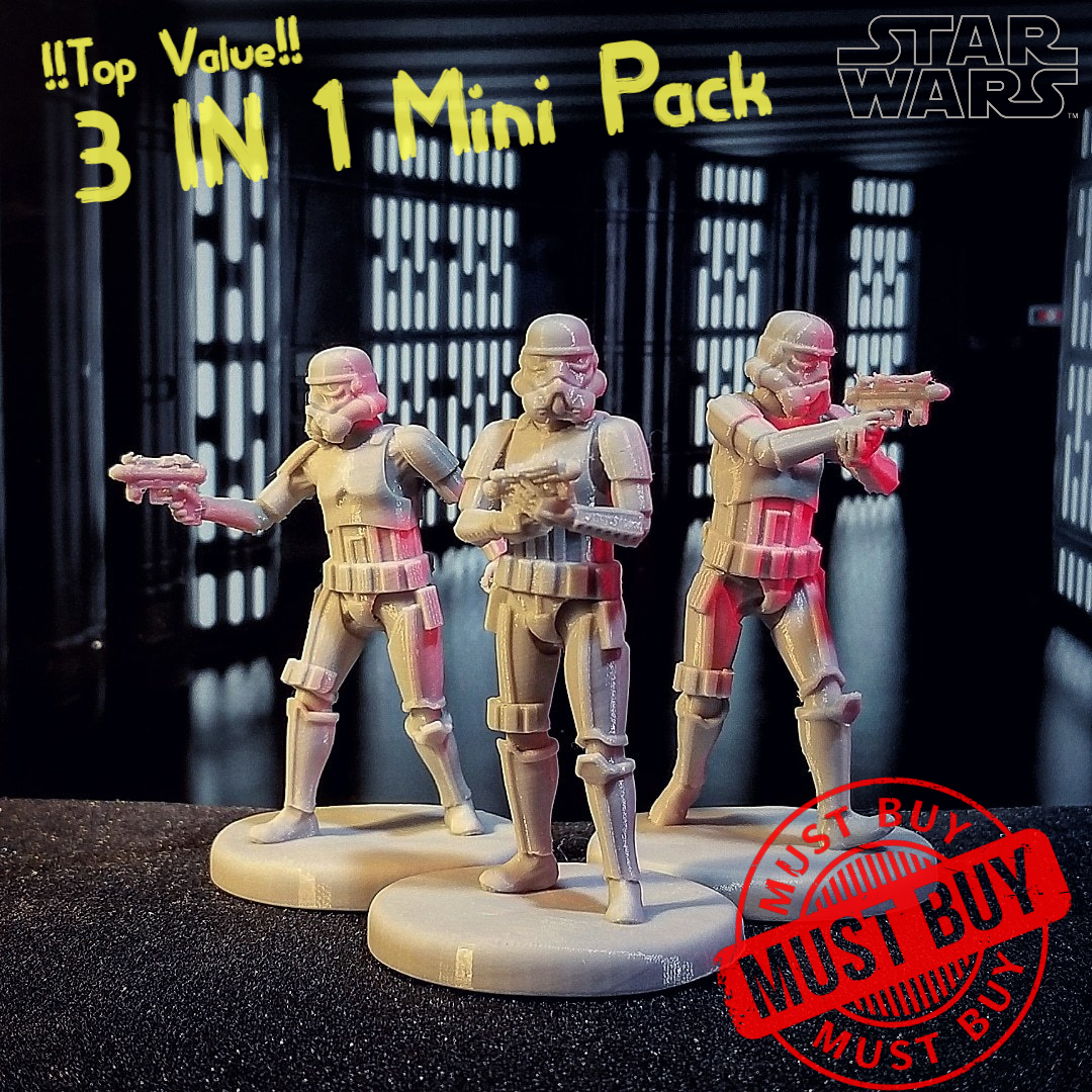 🫡 3 in 1 Stormtrooper Miniature Pack #01・ STL File for ・Cults