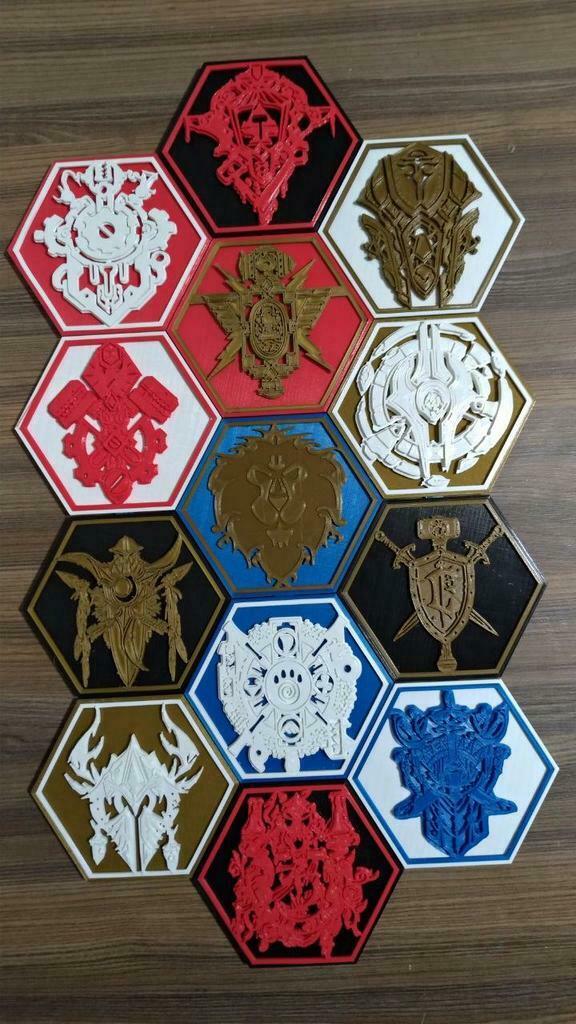 🗺️ World of Warcraft Hex Mural ( Alliance Races Crest )・Free 3D File ...