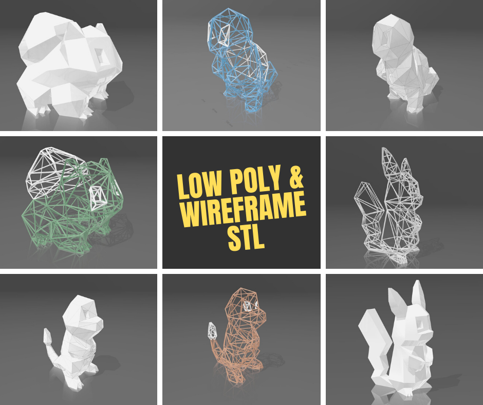 Fichier 3D Kit Pokemon LowPoly - Wireframe 🐉 ・Modèle à télécharger et à ...