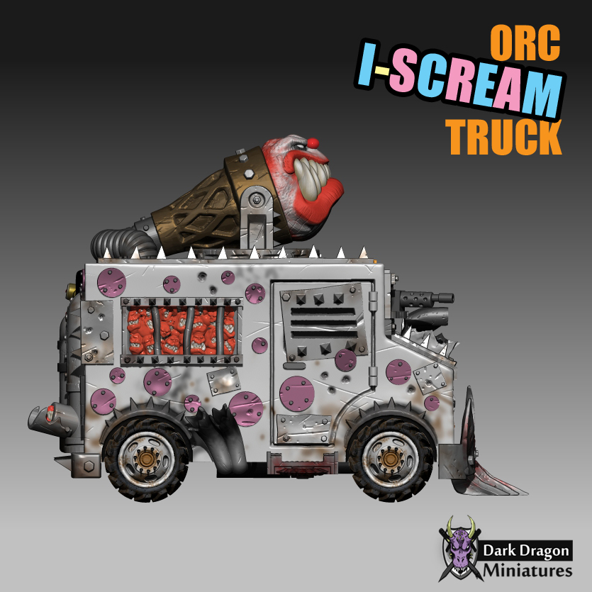 3D file Orc/ Cybork I-Scream Truck Miniature 🚚 ・3D printing idea to ...
