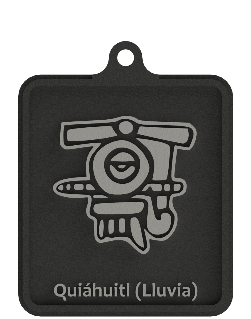 STL file Key ring of the Quiáhuitl Aztec symbol (Rain) 🔑 ・3D print ...