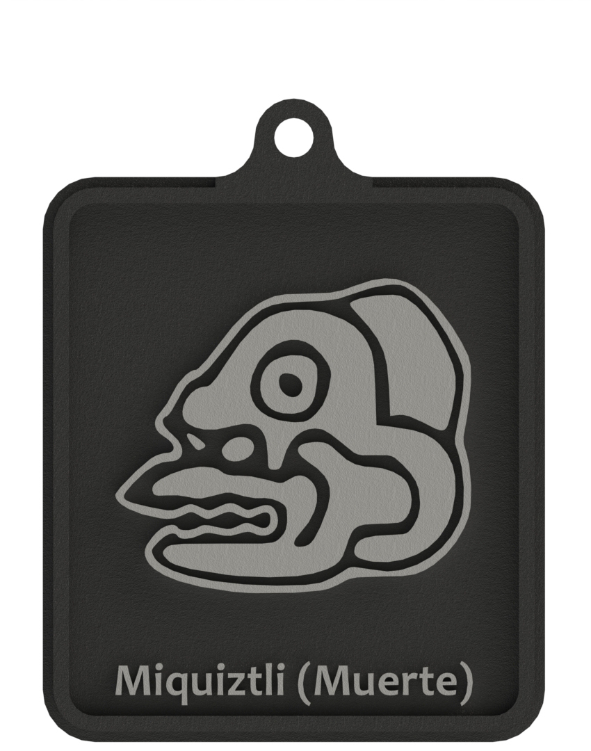 STL file Key ring of the Aztec symbol Miquiztli (Death) 🔑 ・3D print ...