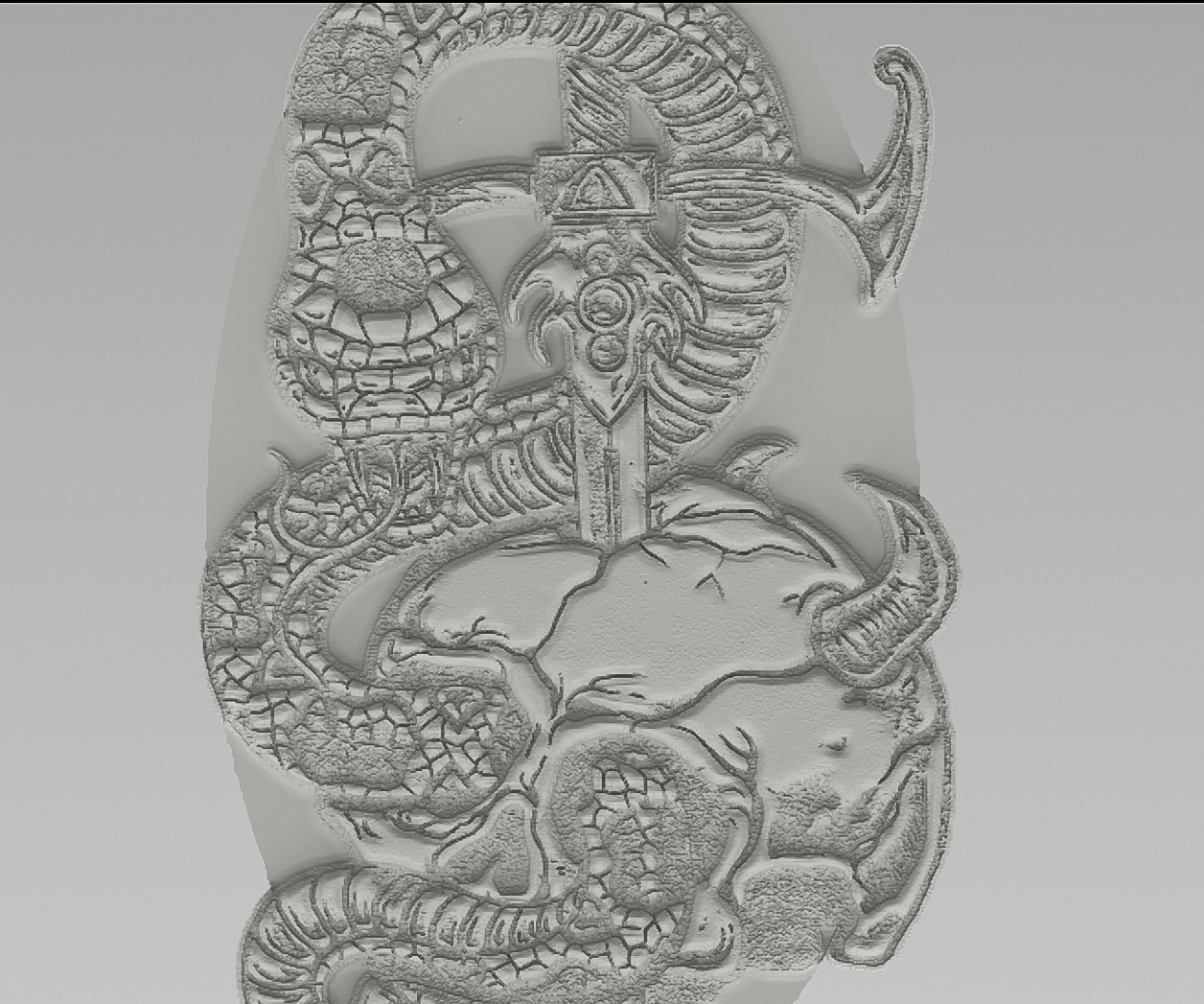 Free STL file Snake sword and skull panel 🐍 (OBJ)・Model to download and ...