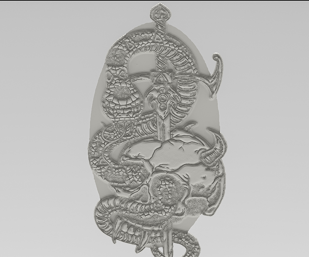 Free STL file Snake sword and skull panel 🐍 (OBJ)・Model to download and ...