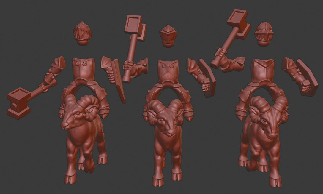 🐐 Dwarf Knight Goat Cavalry Miniatures・Free STL File for ・Cults