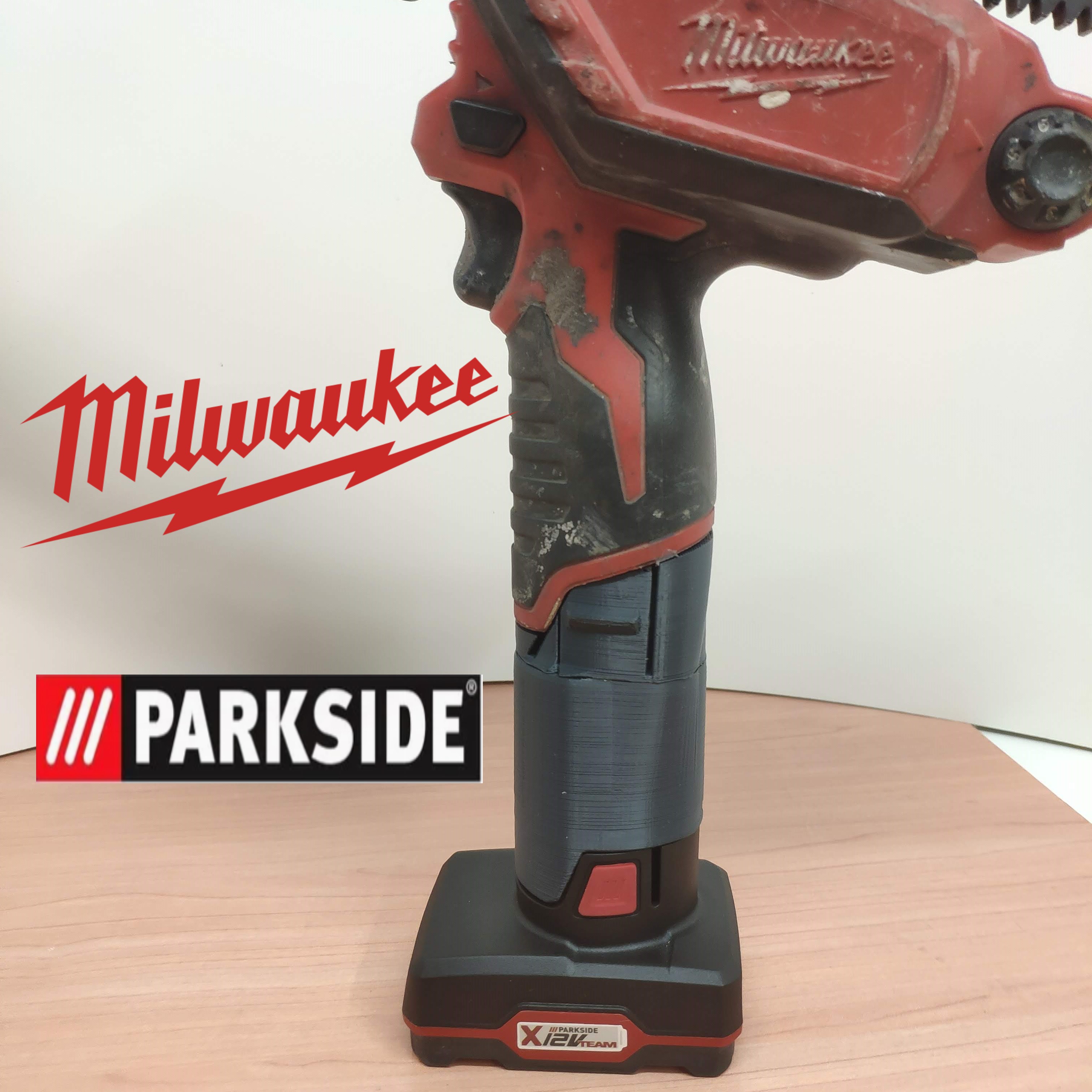 🔋 PARKSIDE X12 V ON MILWAUKEE M12 Adapter・ STL File for ・Cults