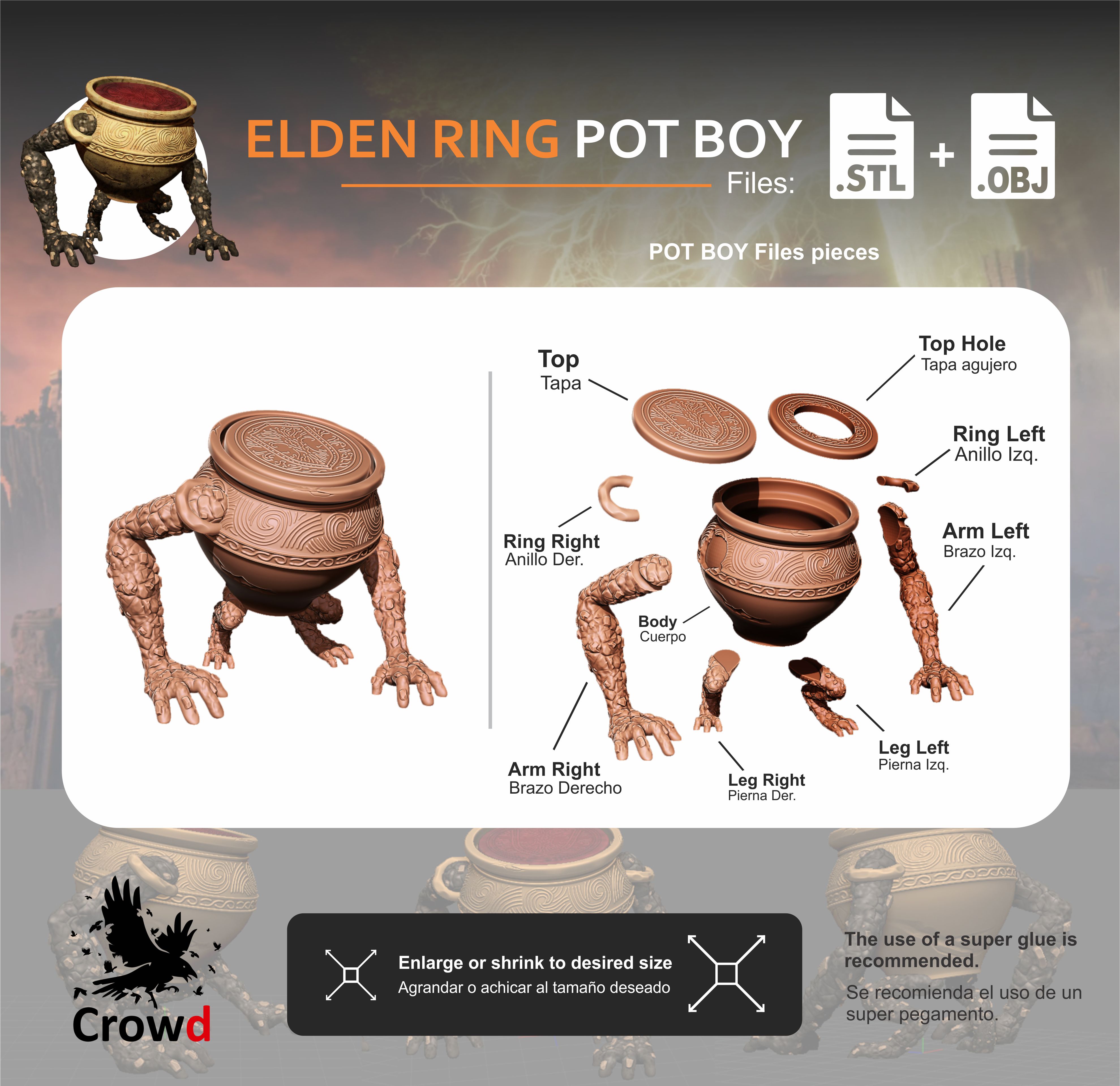 💍 ELDEN RING POT BOY A・ 3D File for ・Cults