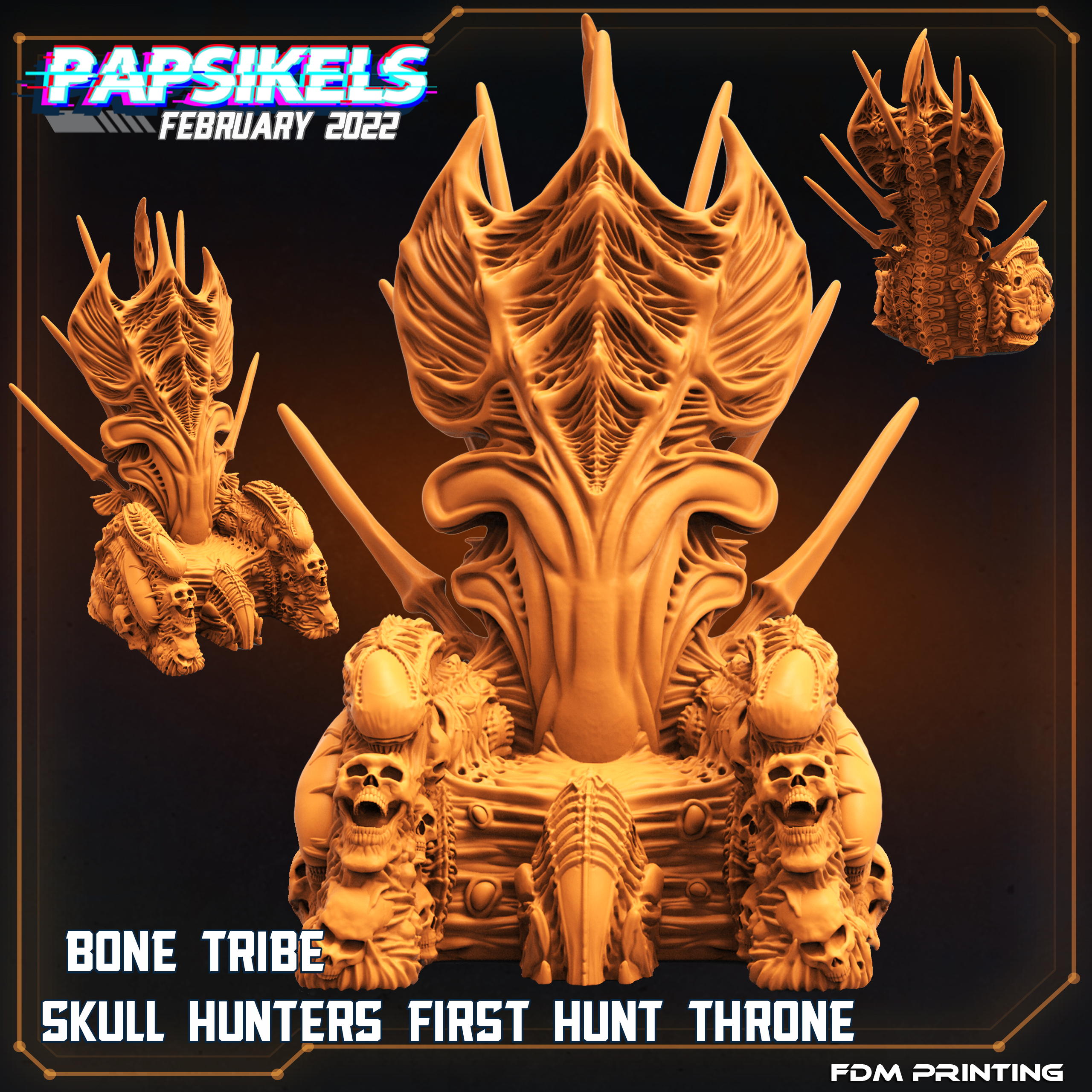 🦴 BONE TRIBE SKULL HUNTERS FIRST HUNT THRONE・ STL File for ・Cults