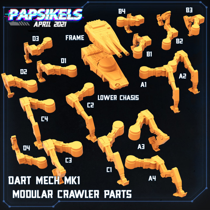 🎯 DART MECH MK1 MODULAR CRAWLER・ 3D File for ・Cults