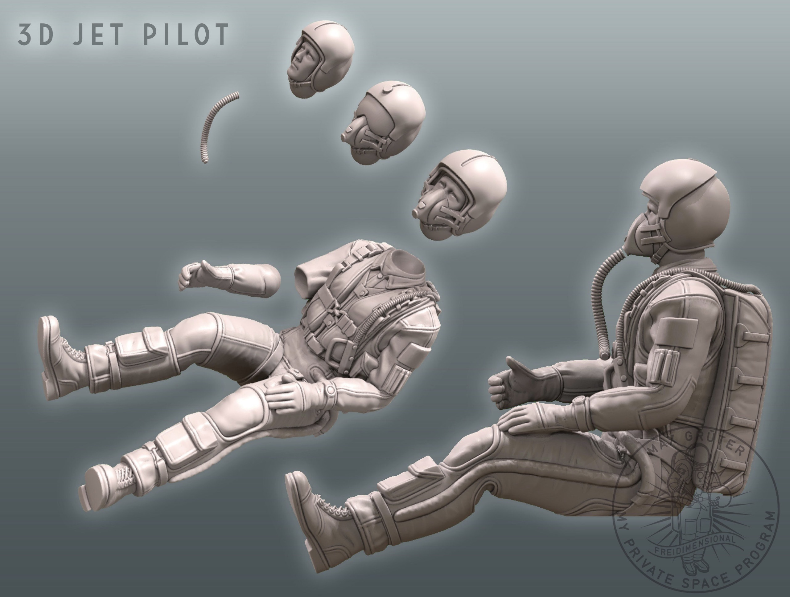 🧑‍ ️ 3D Jet Pilot・ STL File for 3D printing・Cults