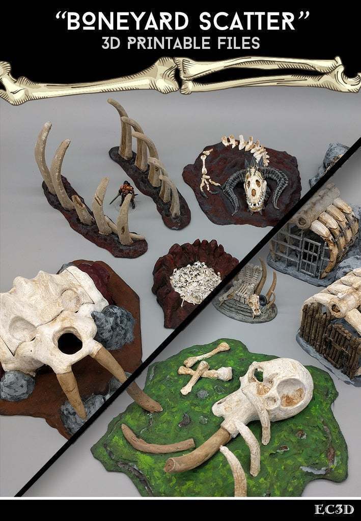 🎲 Boneyard Scatter - 28mm Gaming - Sample Item・Free STL File for ・Cults