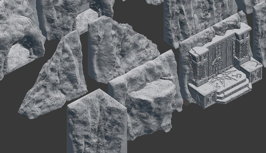 🎲 Modular Cliffs - 28mm gaming - Sample Items・Free STL File for ・Cults