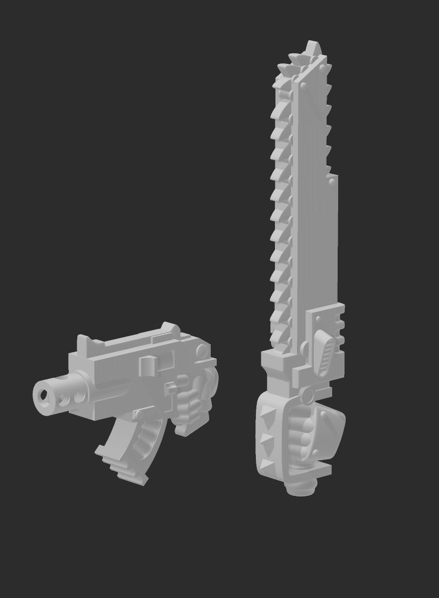 🔫 Phobos Pistol and Chainblade・Free STL File for ・Cults