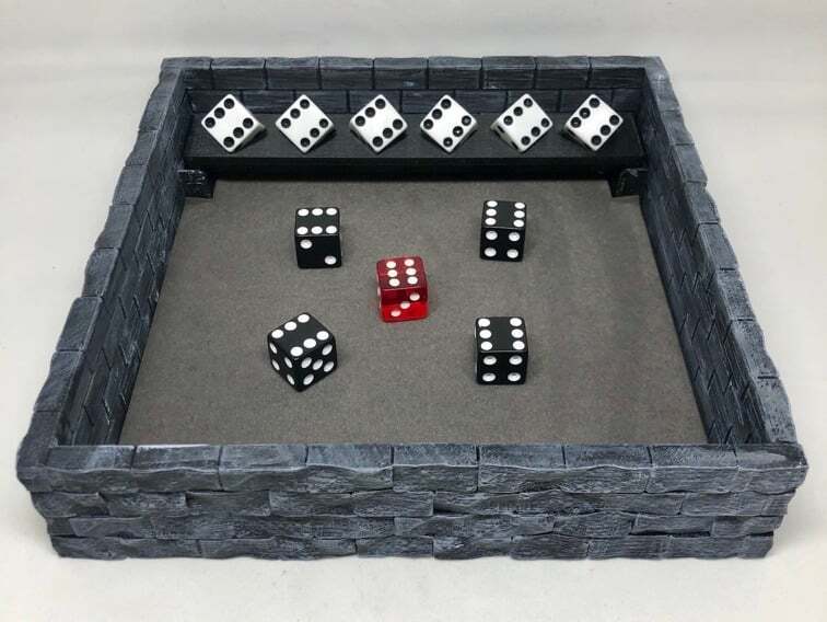 3D printing Castle Wall Dice Tray with removable Dice Rack・Cults