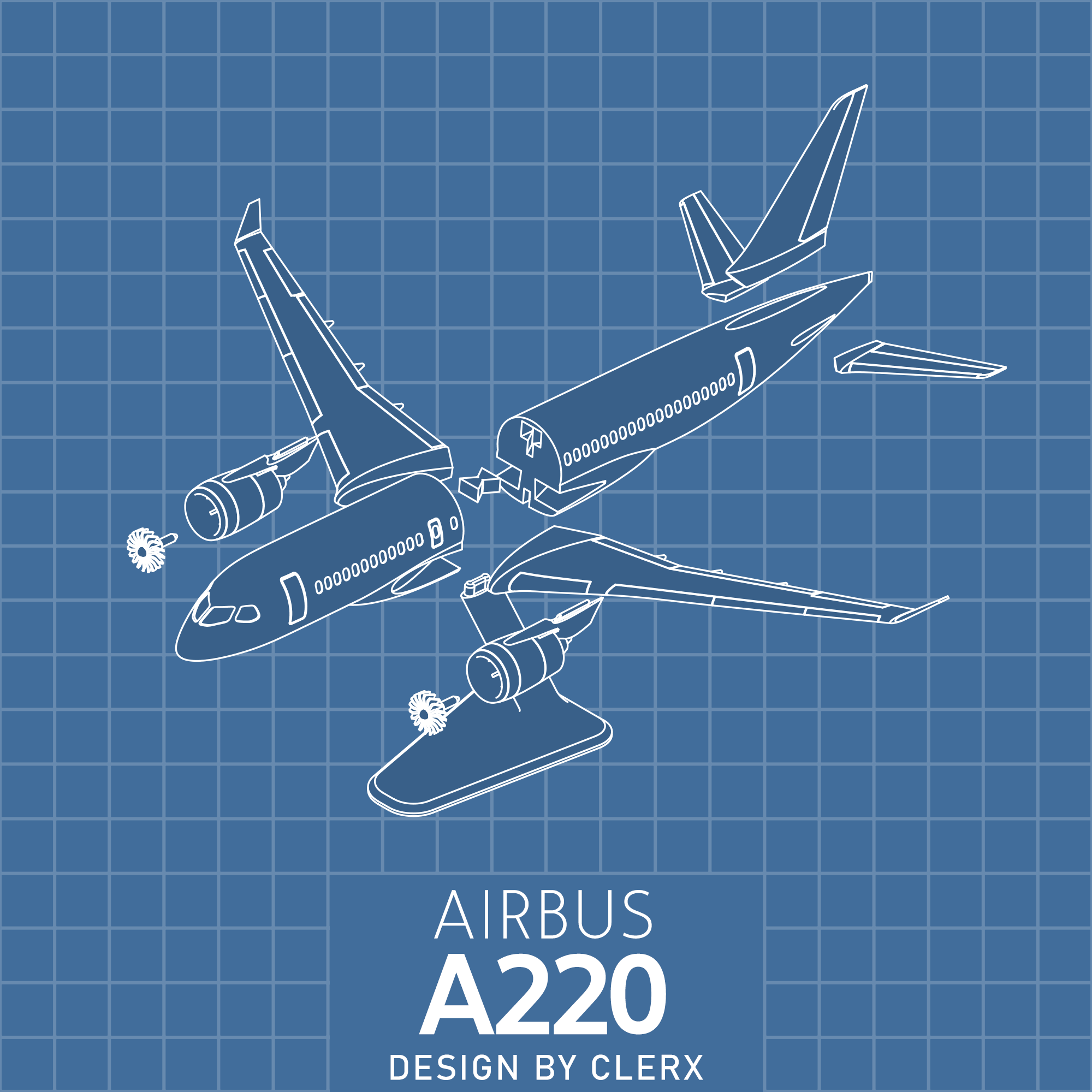 ️ Airbus A220-100 - 1:144 - Free・Free STL File for ・Cults