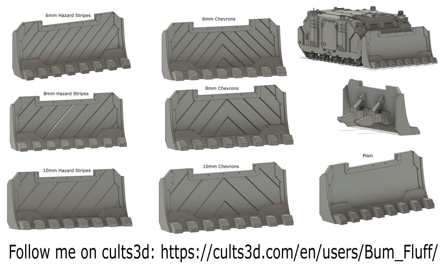 arquivo STL Dozer Blade and Dozer Blade with Hazard Stripes 🦏 ・design ...