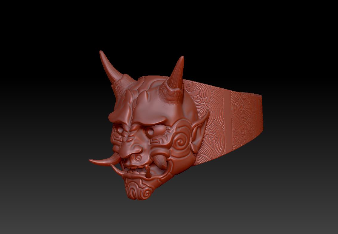 STL file Oni mask ring 💍 ・3D printing design to download・Cults