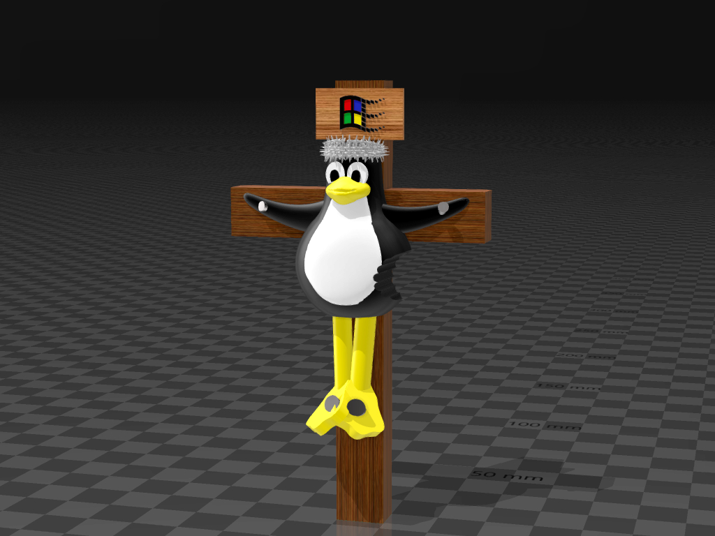 🐧 the crucified tux / linux penguin・ STL File for ・Cults