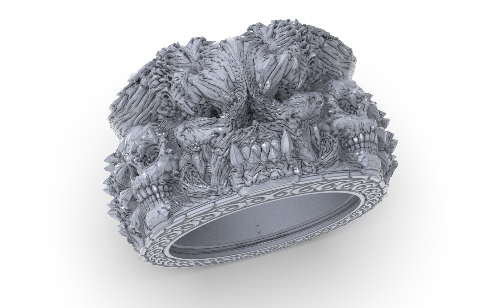 Free STL file Skull ring demon ring jewelry 3D print model 💀 ・3D ...