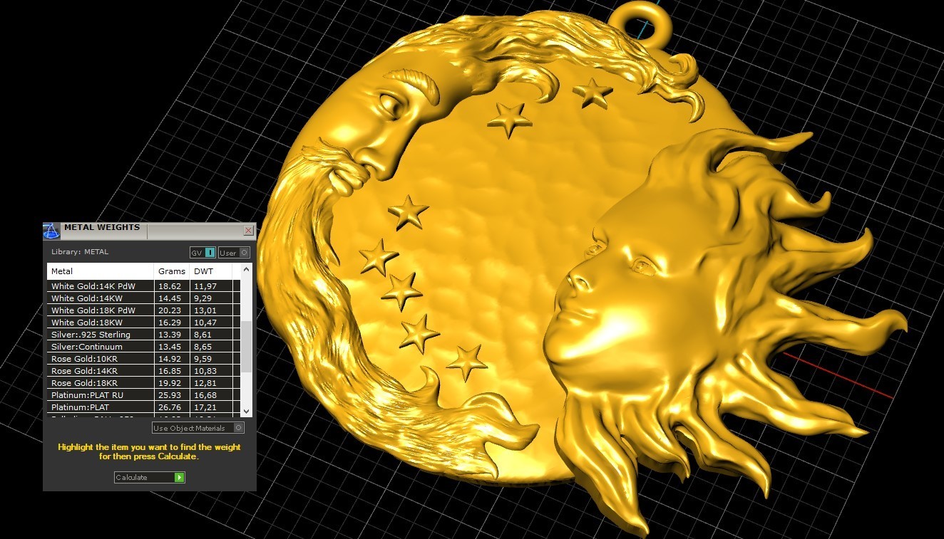 ☀️ Sun and moon man and woman meeting pendant medallion jewelry 3D ...