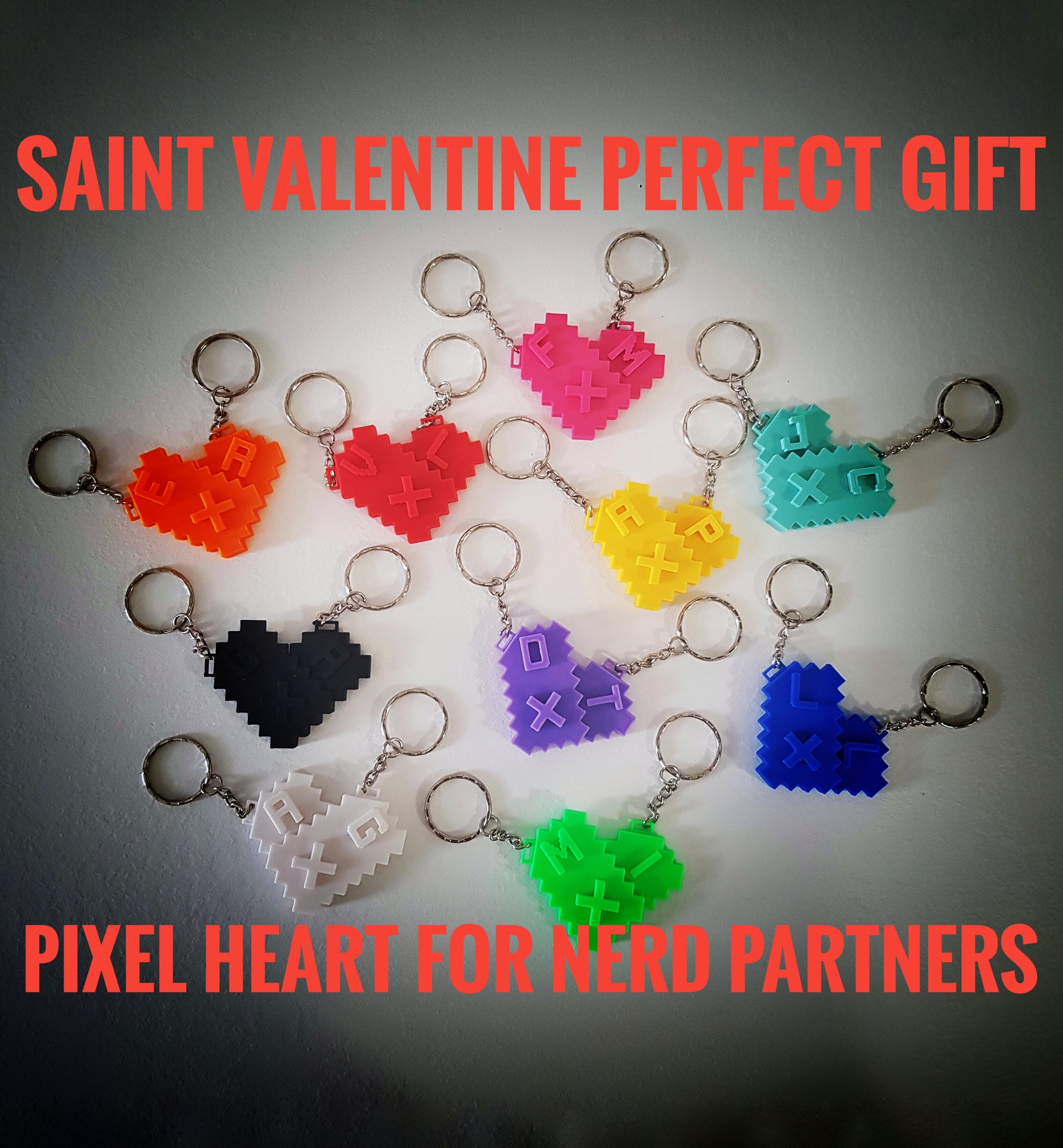 STL file Pixel Heart Keychain for St Valentine Lovers Gift 💜 ・3D ...