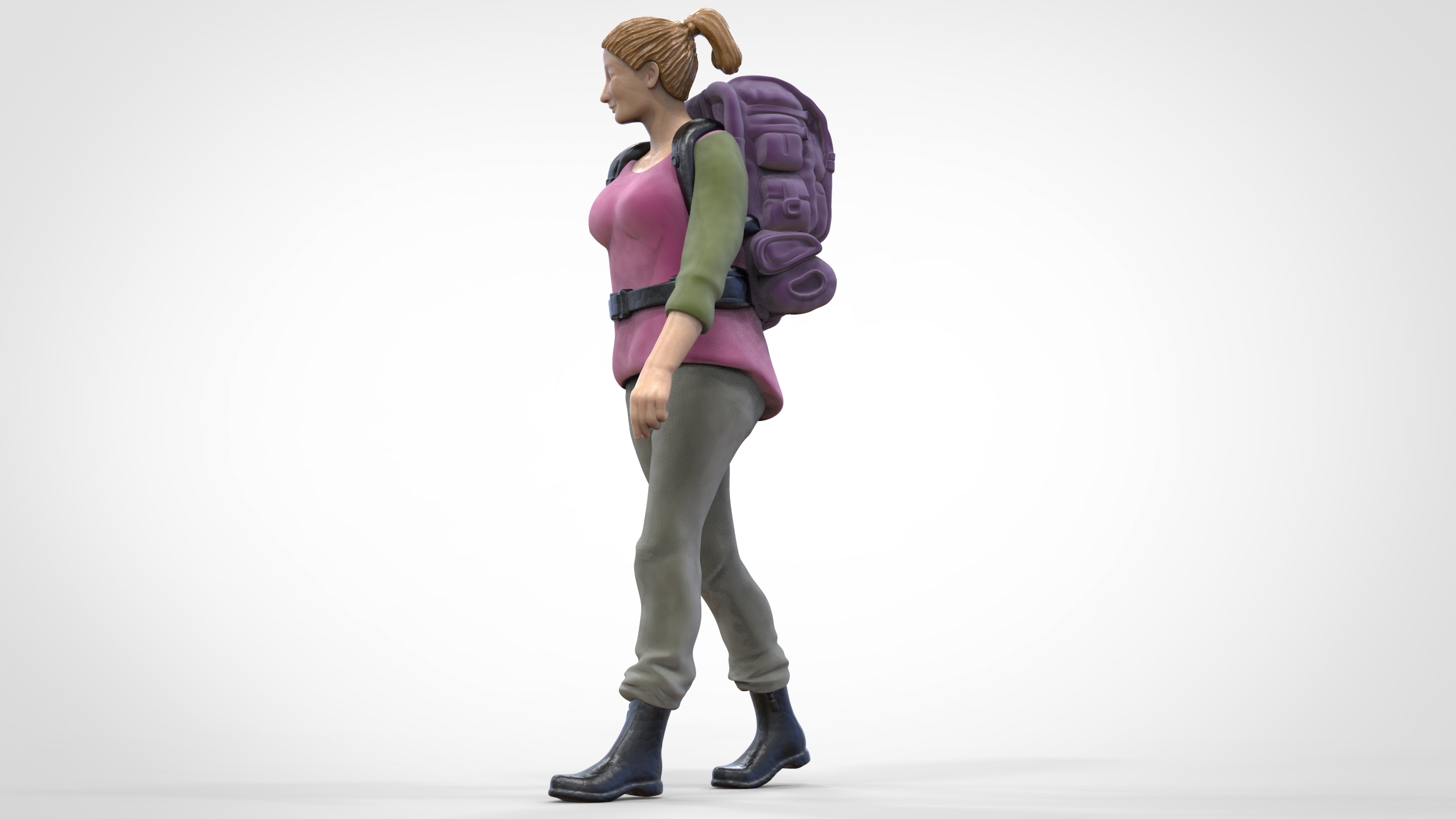 🚶 N3 walking Hiker Woman 1 64 Miniature 3D print model・ STL File for ・Cults