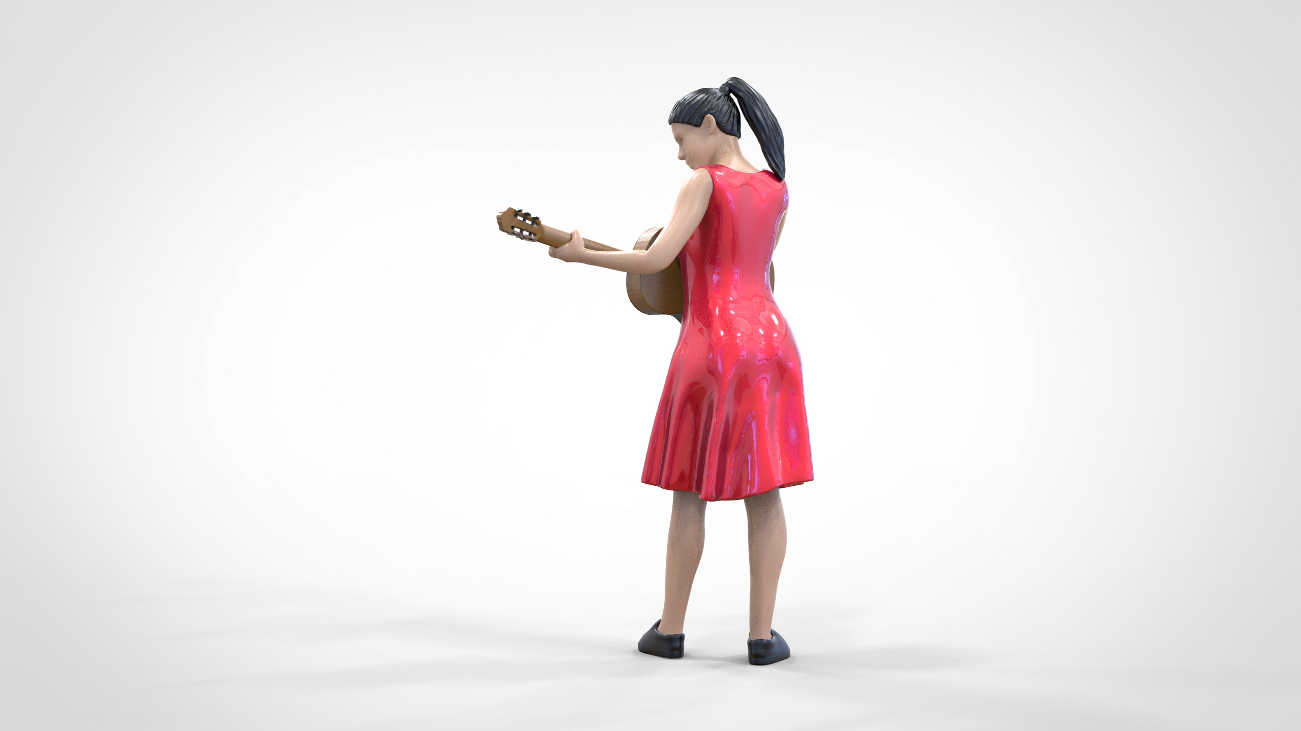 👩 N1 Woman Musician standing playing guitar・ STL File for ・Cults