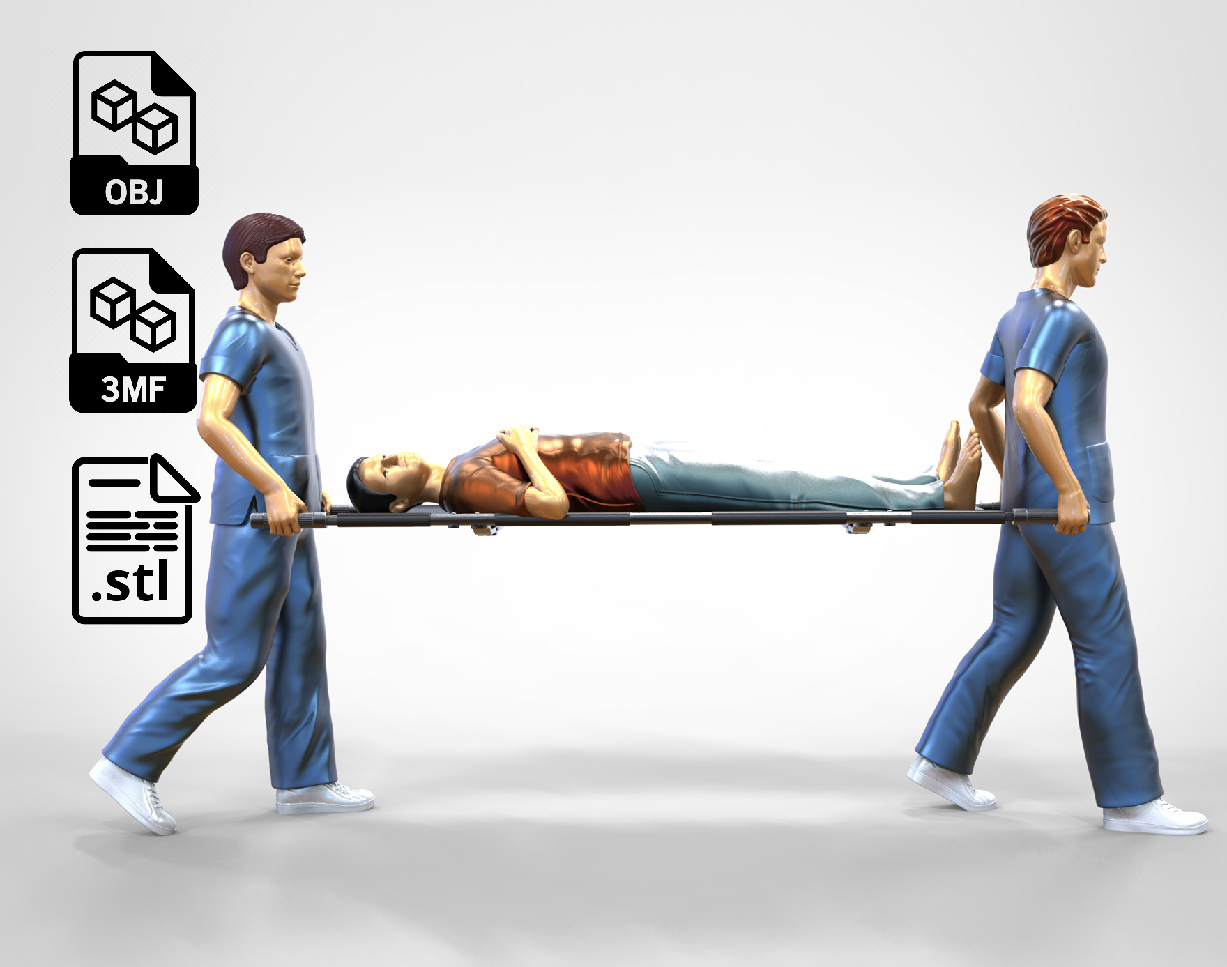 🏥 N1 Nurses Carrying a patient First Aid・ STL File for ・Cults