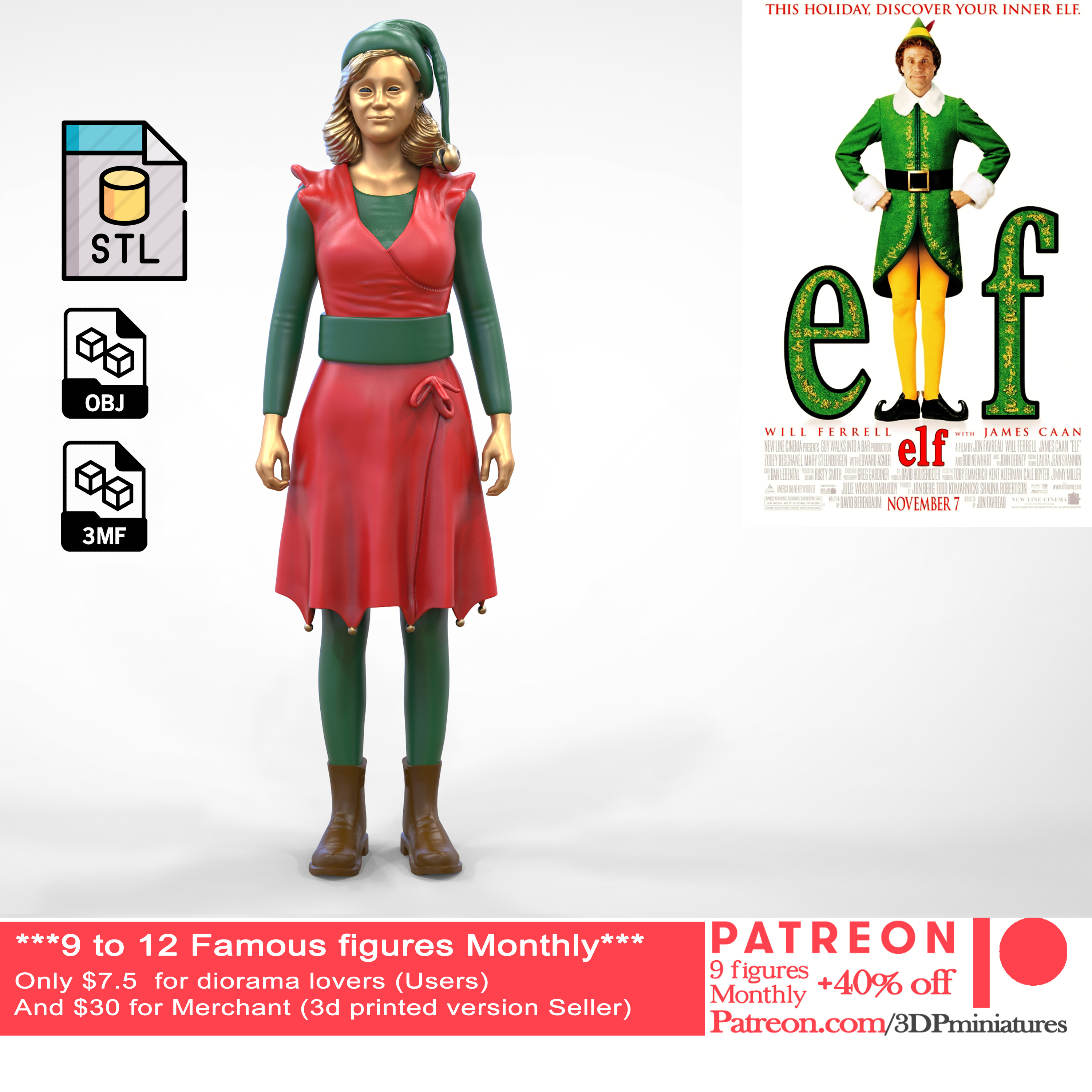 🧝 N1 Jovie in ELF movie・ STL File for ・Cults