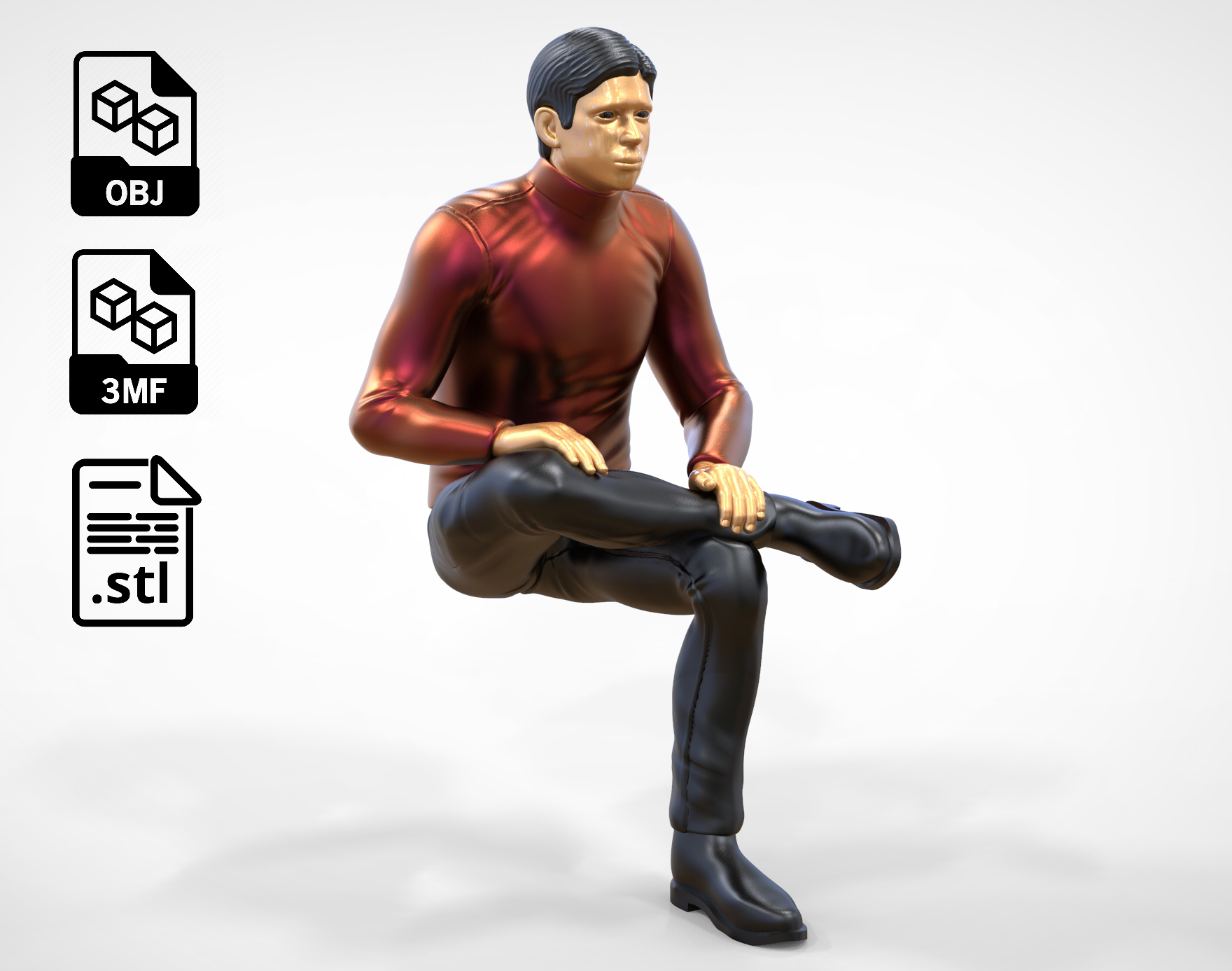 STL file N3 Sitting man waiting 👨 (OBJ and 3MF)・3D printable model to ...