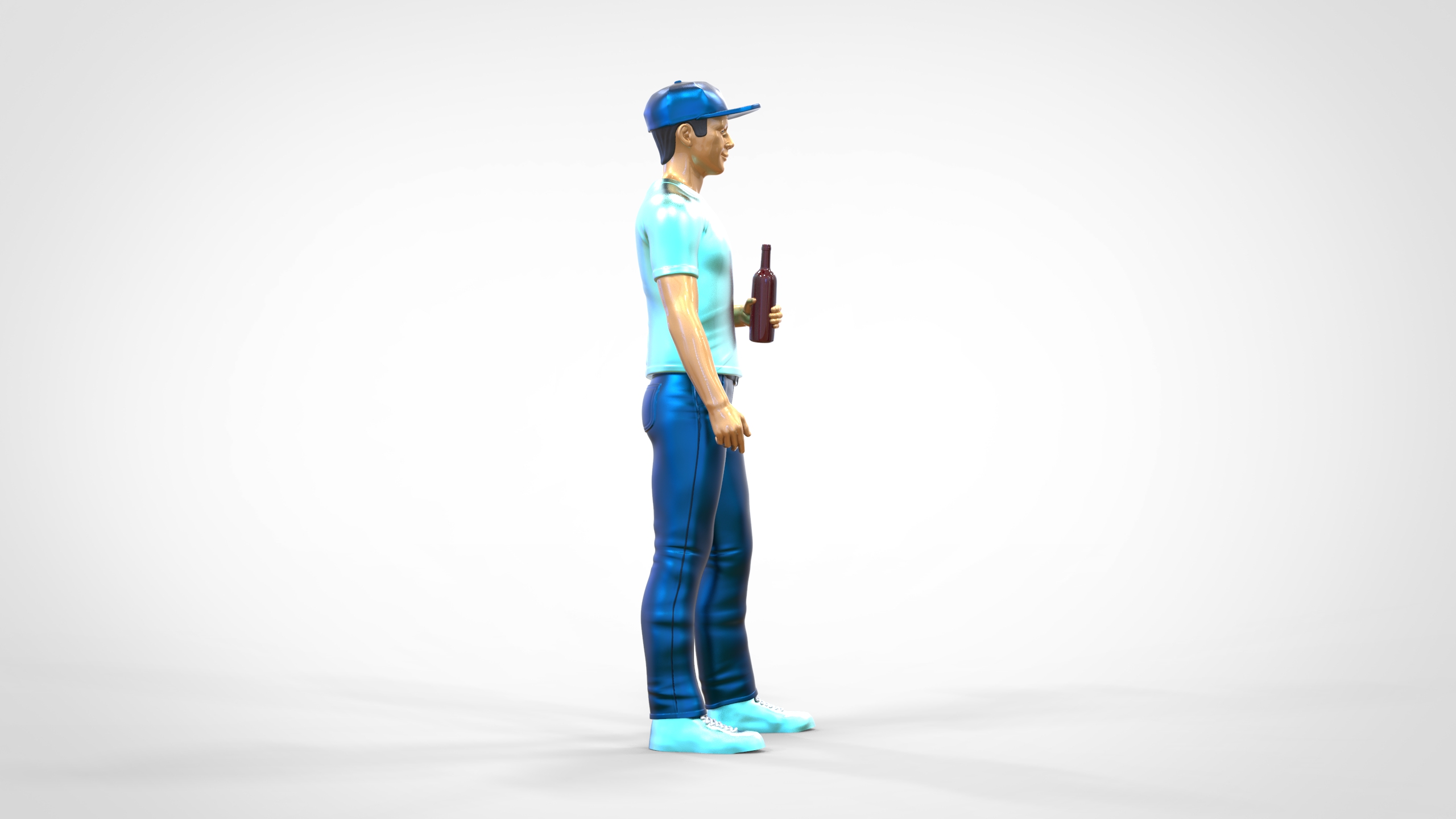 STL file N1 man drinking beer can or wine bottle 👨 (OBJ and 3MF)・3D ...