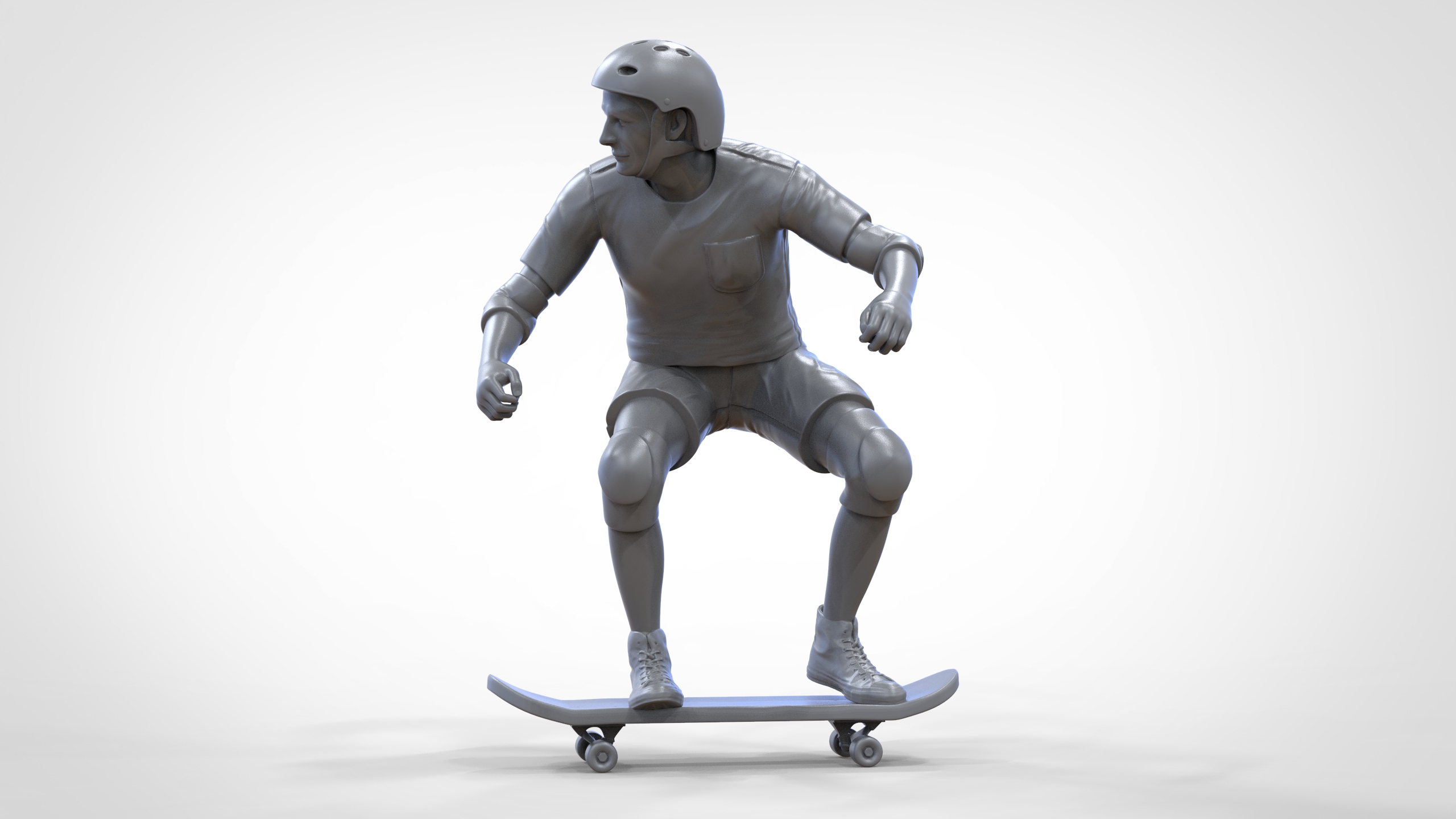 🛹 N1 Skateboarder Skateboarding with skateboard・ STL File for ・Cults