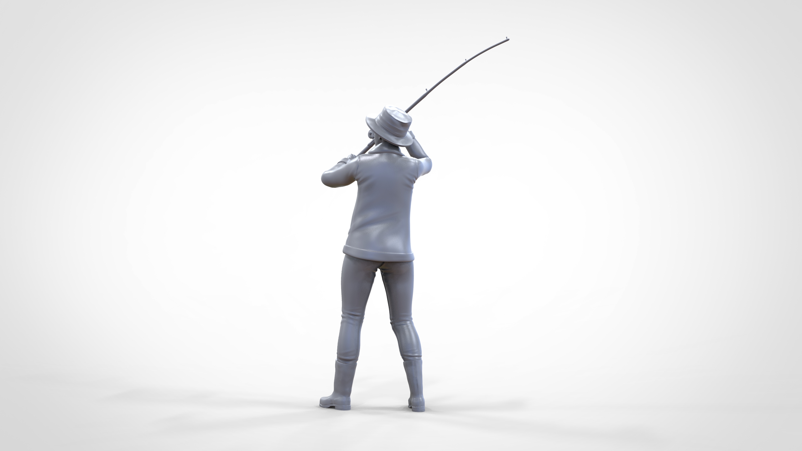 👩 N3 standing Fisher woman with fishing rod・ STL File for ・Cults