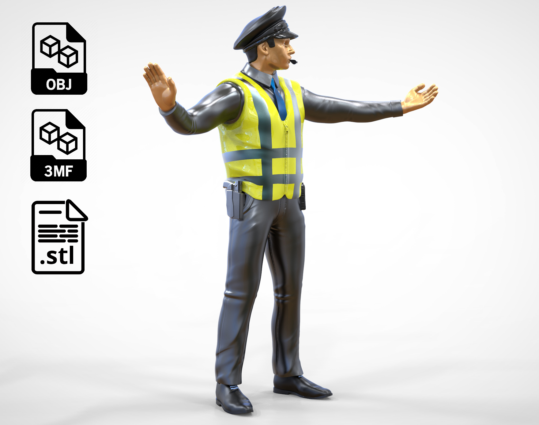 STL file N1 Traffic Police with whistle 🚦 (OBJ and 3MF)・3D printable ...