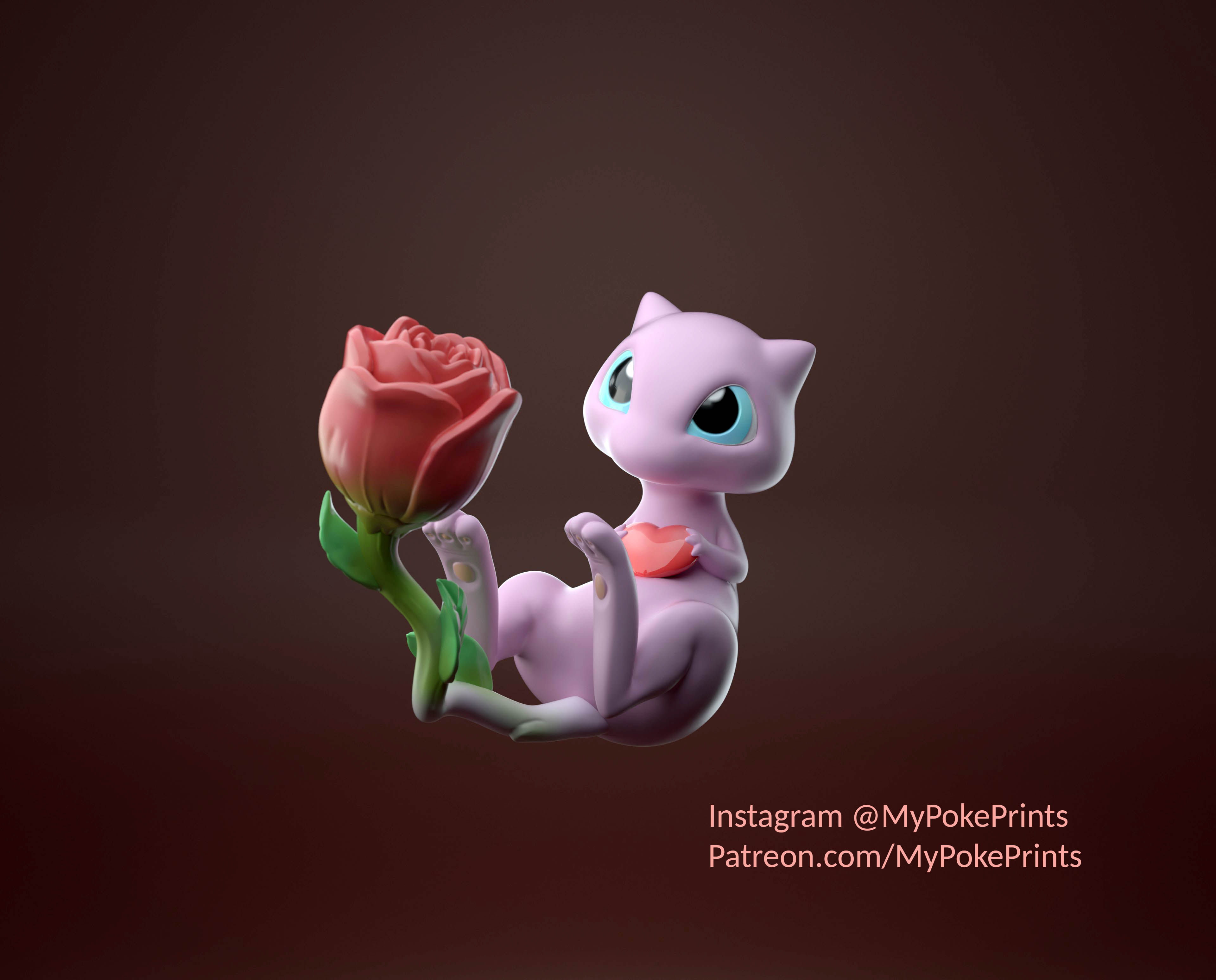 3D file Rose Mew with a Heart 🌹 ・Model to download and 3D print・Cults