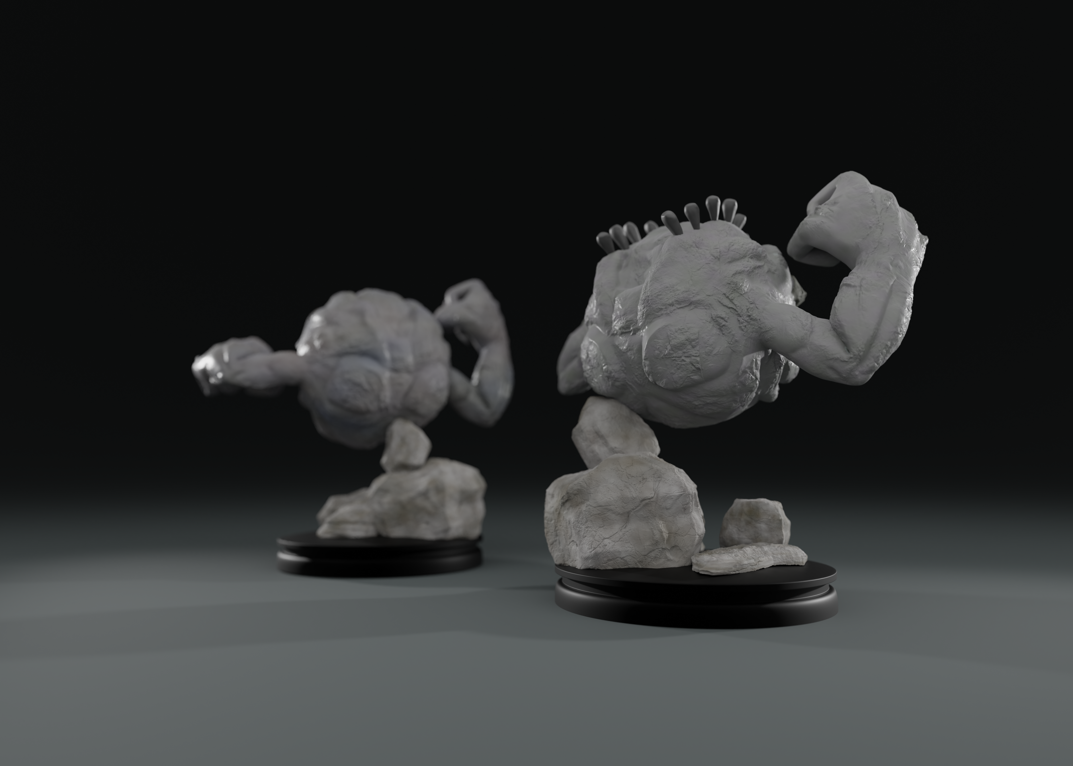 🐉 Geodude - 2 versions for FDM or Resin・Free 3D File for ・Cults