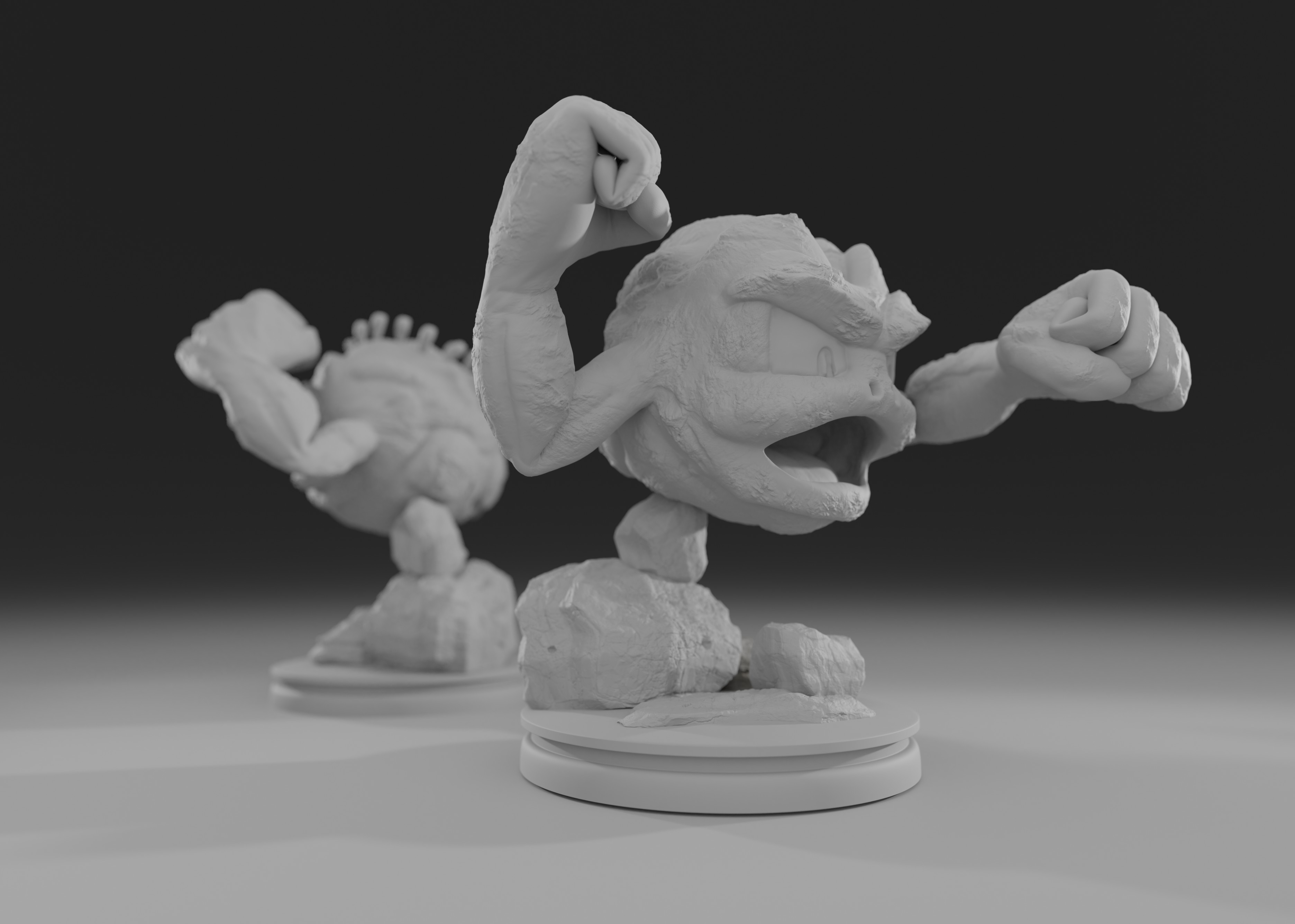 🐉 Geodude - 2 versions for FDM or Resin・Free 3D File for ・Cults