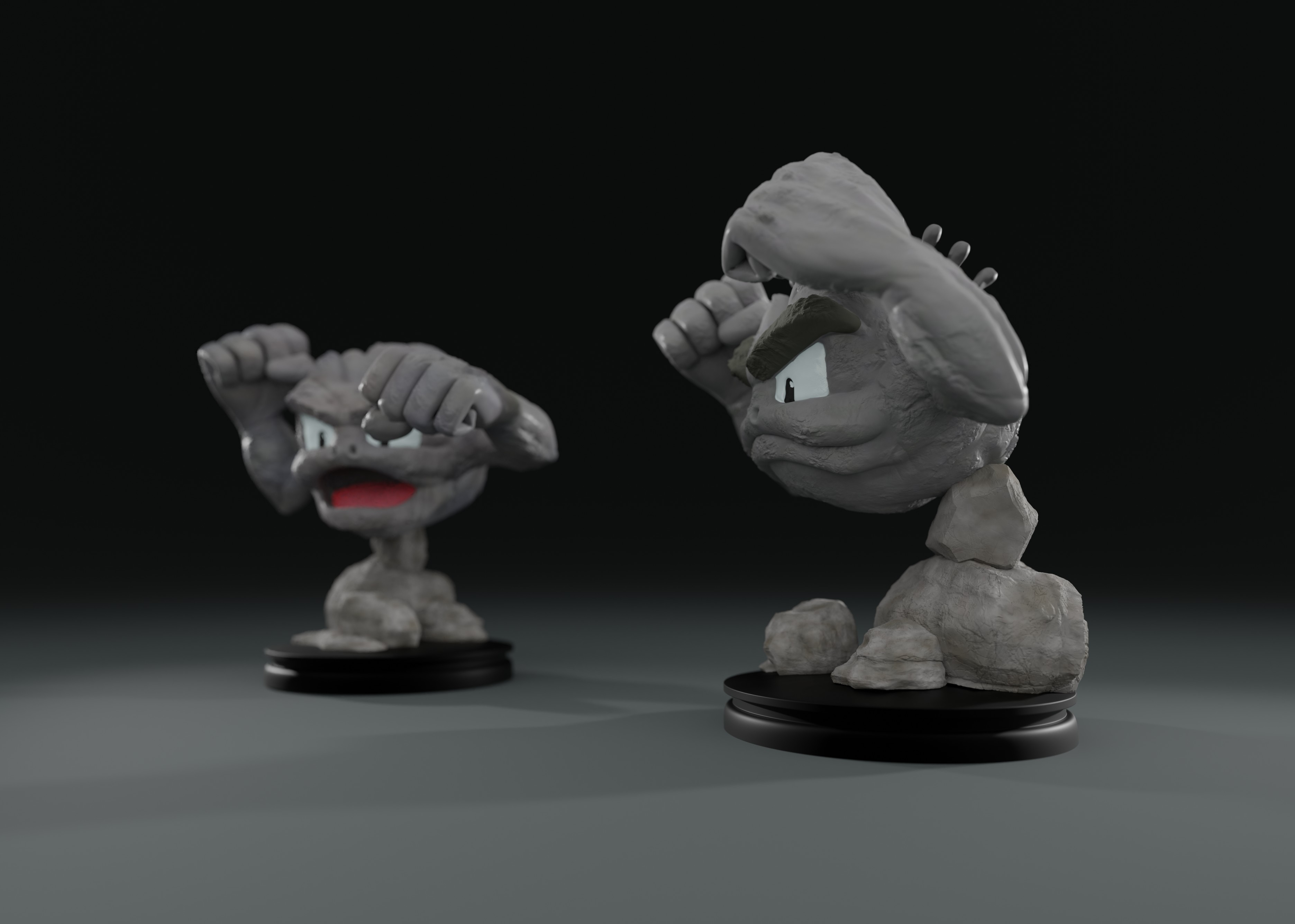 🐉 Geodude - 2 versions for FDM or Resin・Free 3D File for ・Cults