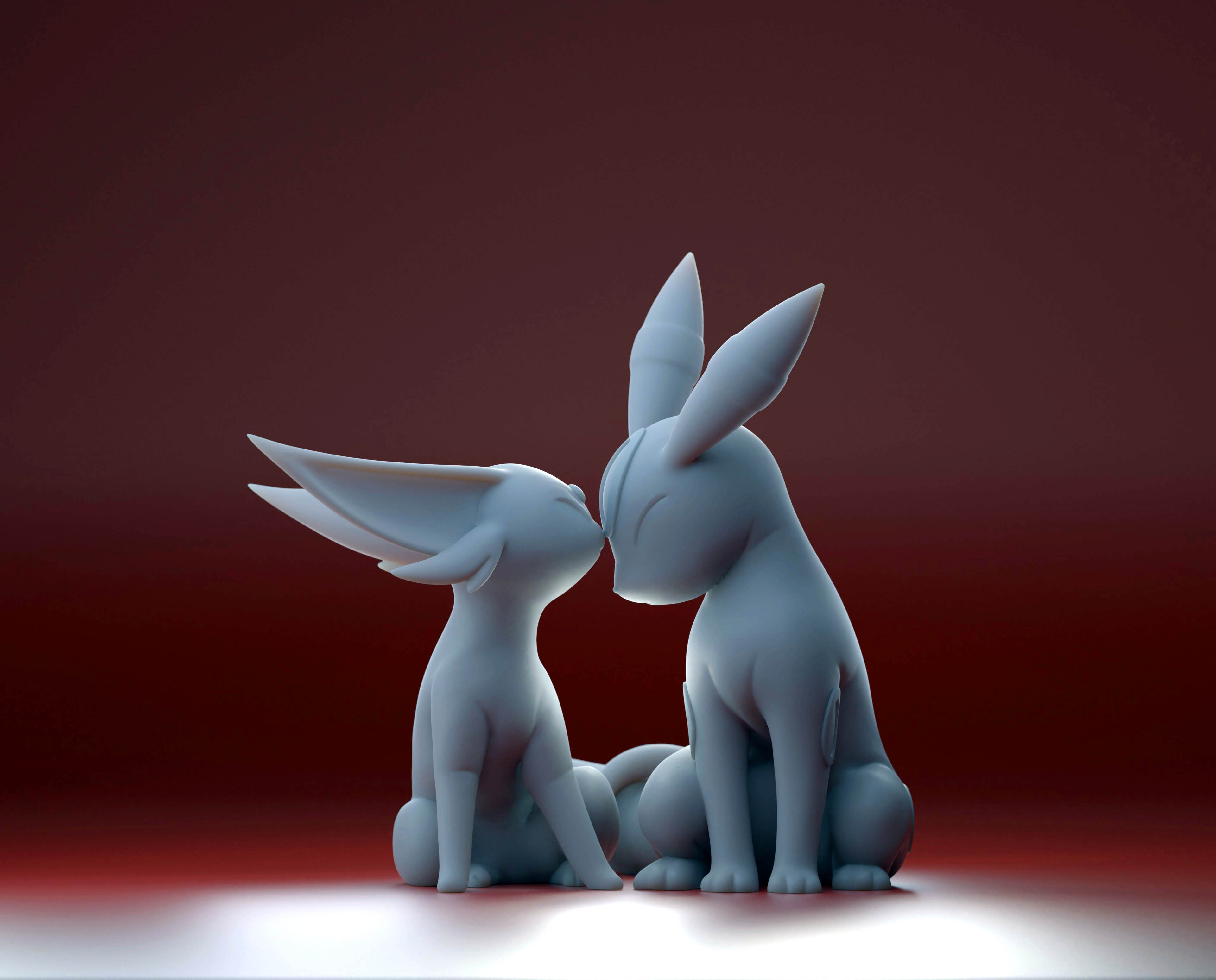 ️‍🔥 Umbreon and Espeon Love statue・ STL File for 3D printing・Cults