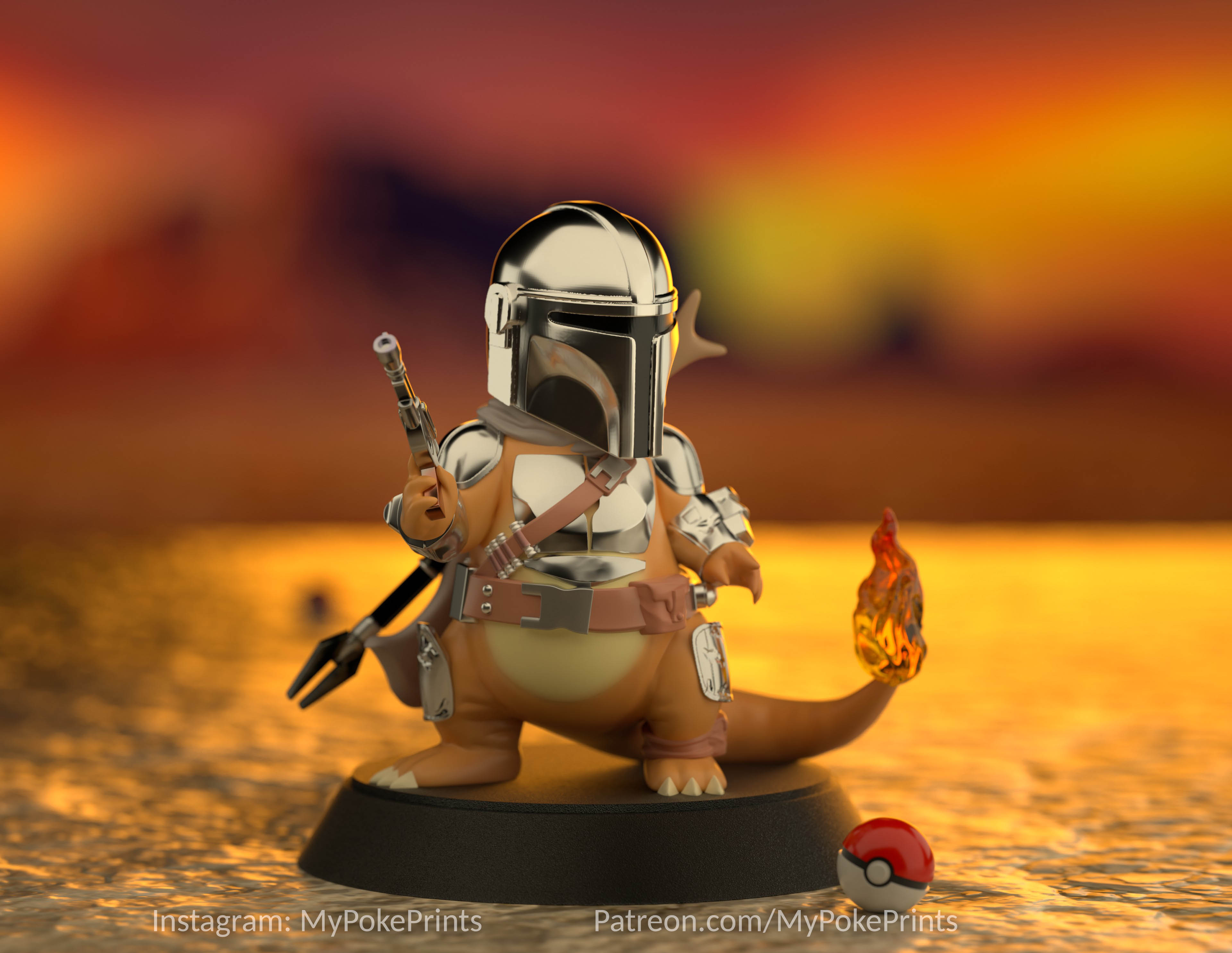 🐉 Charmanderlorian - Charmander Mandalorian pokemon mashup 3D print ...