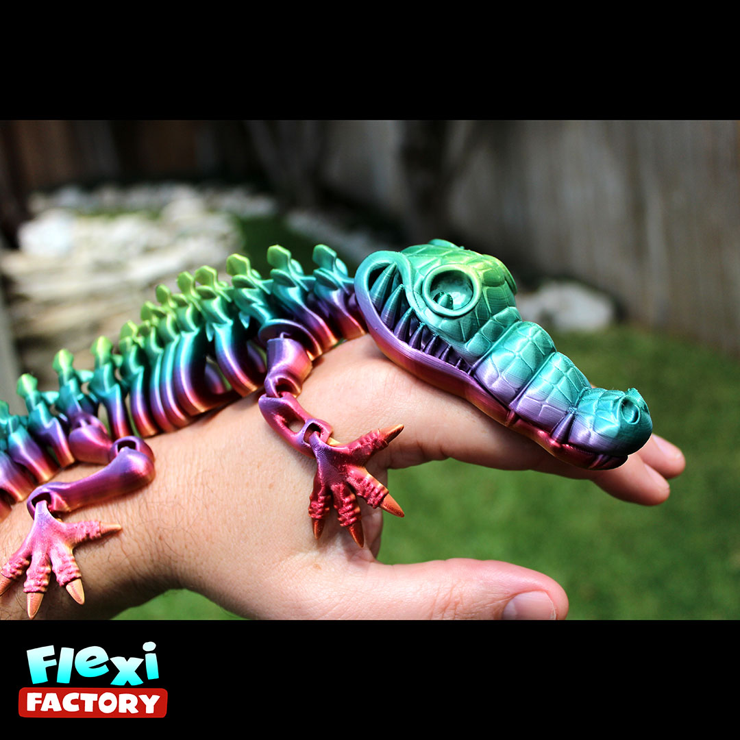 Stl File Cute Flexi Print In Place Crocodile 🐊 3mf ・model To Download