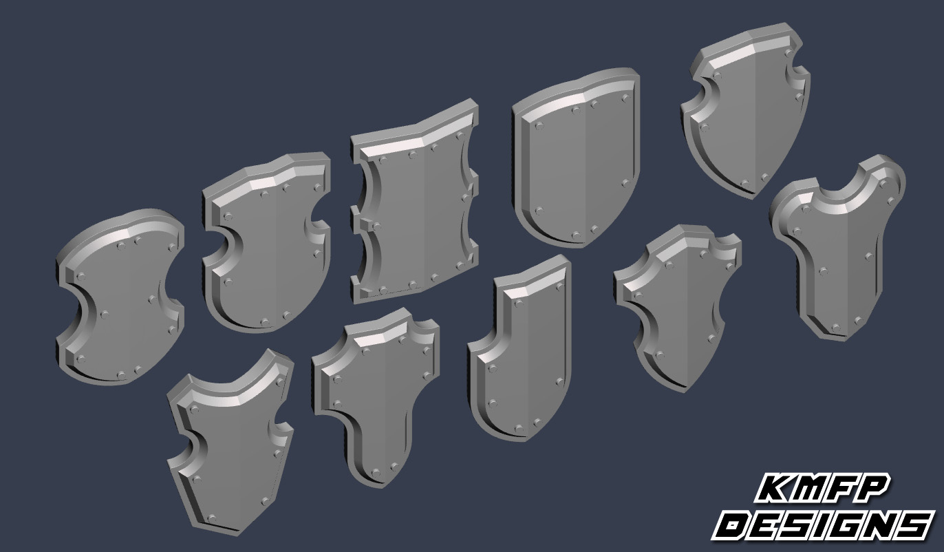 🛡️ Shield Set 1 - 10 SciFi / Fantasy 28-32mm Shields - Pre-Supported ...