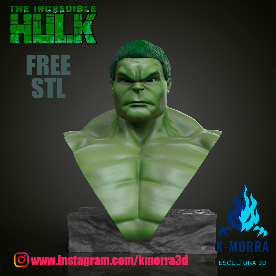 Free STL file Hulk Bust 👤 ・3D printable object to download・Cults