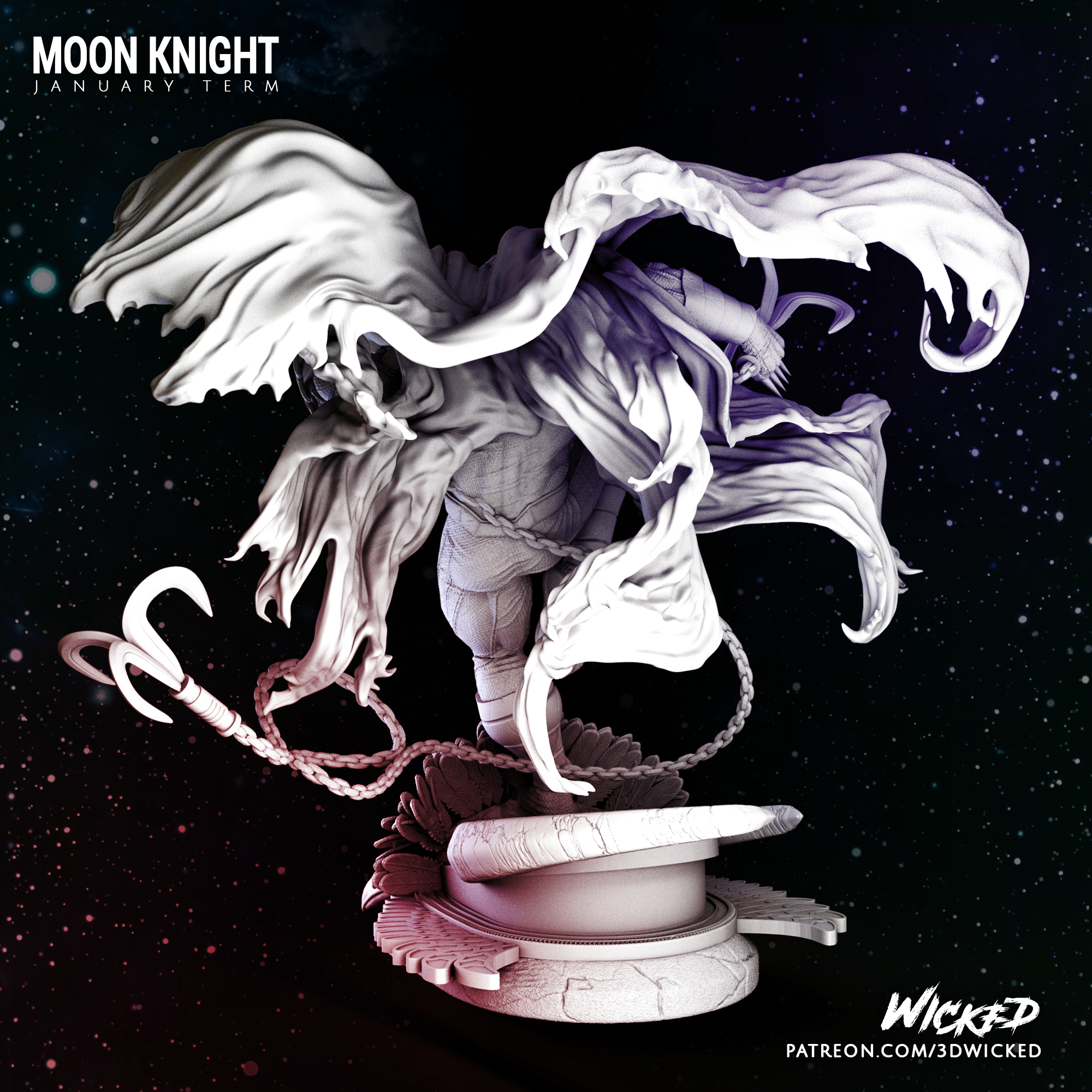 🌙 Wicked Marvel Moon Knight: STLs Sculpture ready for printing・ 3D File ...