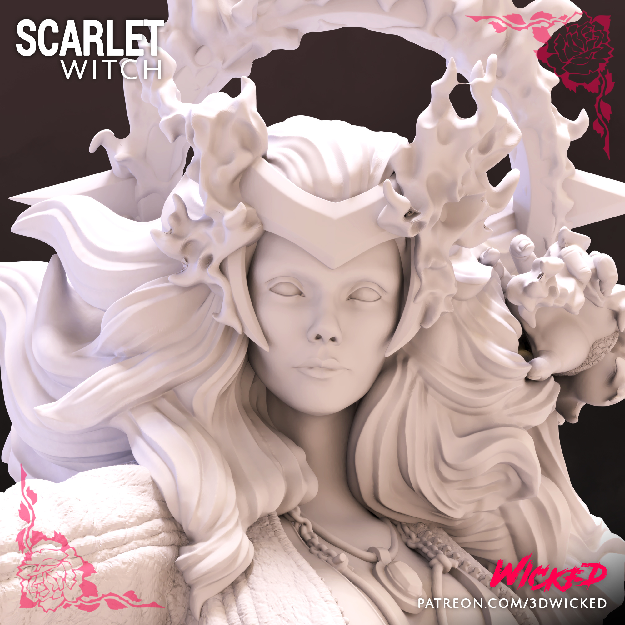 3D file Wicked Marvel Scarlet Witch Sculpture: STLs ready for printing ...