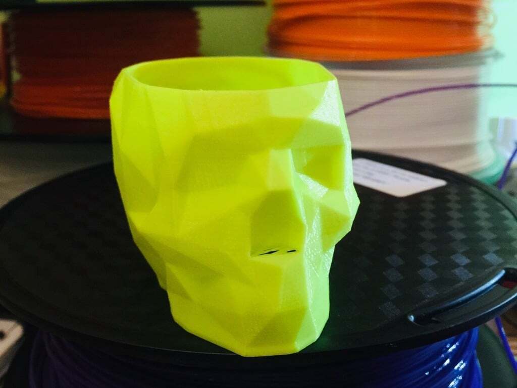 3D printed Low Poly Skull Vase Remix・Cults