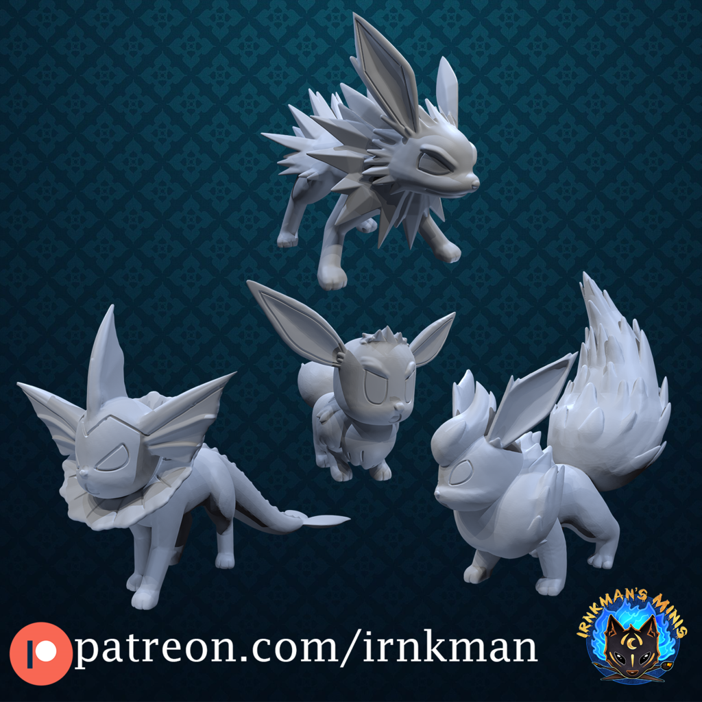 Arquivo grátis STL Eevee / Flareon / Jolteon / Vaporeon (Pokemon 35mm ...