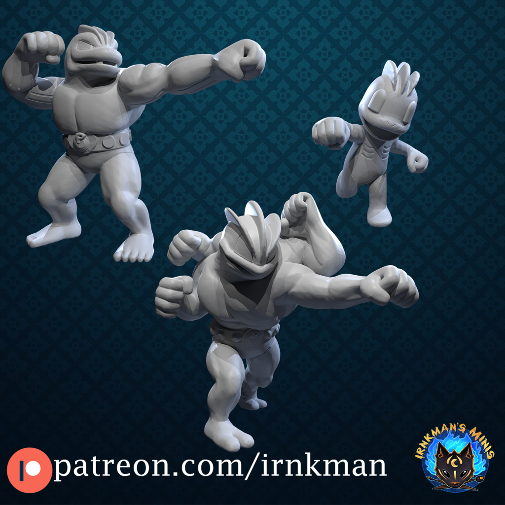 Free Stl File Machop Machoke Machamp Pokemon 35mm True Scale 🐉 ・3d Printer Design To 